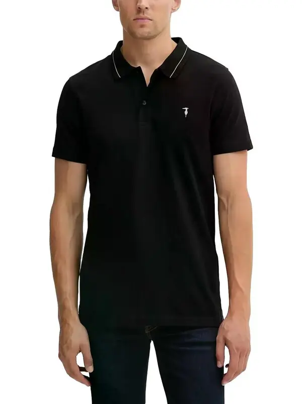 TRUSSARDI Logo-embroidered Polo Shirt - Black