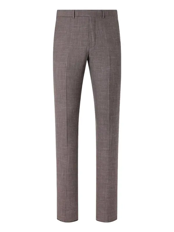 Zegna Straight-leg Wool, Silk, And Linen-blend Suit Trousers - Brown