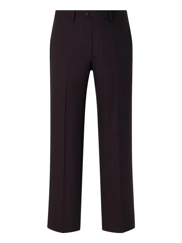 KAPTAIN SUNSHINE Straight-leg Wool-poplin Trousers - Brown