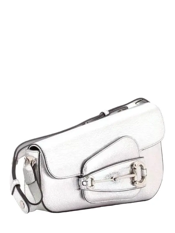 Gucci Horsebit 1955 Asymmetric Leather Shoulder Bag - Metallic