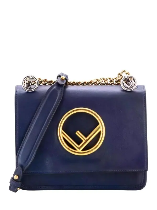 Fendi Kan I F Leather Small Shoulder Bag - Blue