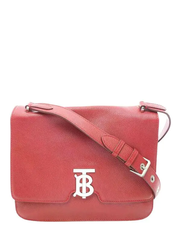 Burberry Leather Tb Crossbody Bag - Red