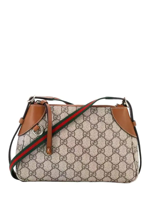 Gucci Emblem Gg Coated Canvas Small Shoulder Bag - Brown