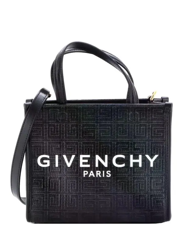 Givenchy G- 4g Embossed Coated Canvas Mini Tote Bag - Black