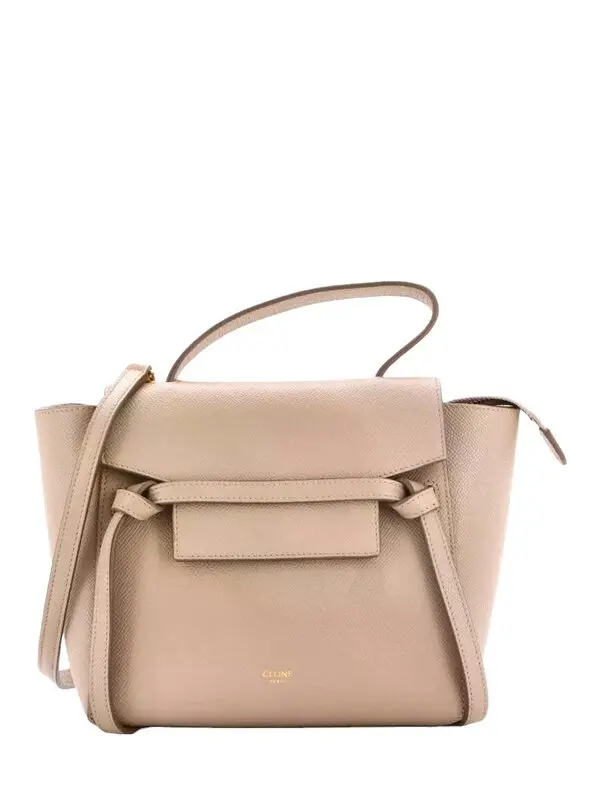 Celine Belt Bag Textured Leather Pico Shoulder Bag - Neutrals
