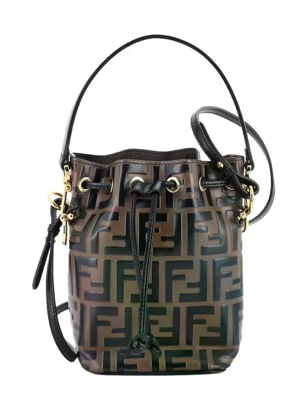 Fendi Mon Tresor Zucca Embossed Leather Mini Bucket Bag - Brown