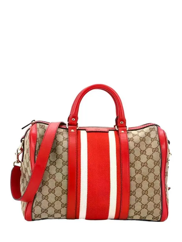 Gucci Vintage Web Boston Bag Gg Canvas Medium Satchel - Brown