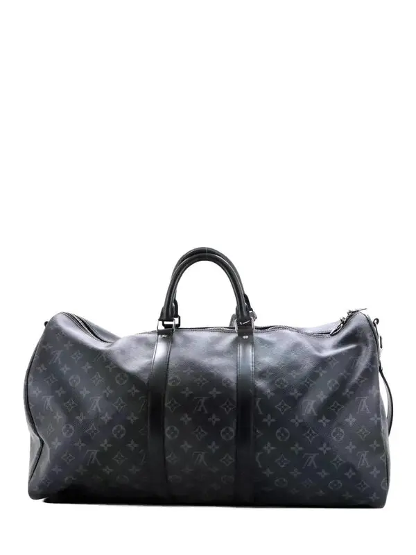 LOUIS VUITTON Keepall Bandouliere 55 Travel Bag Monogram Eclipse Canvas - Black