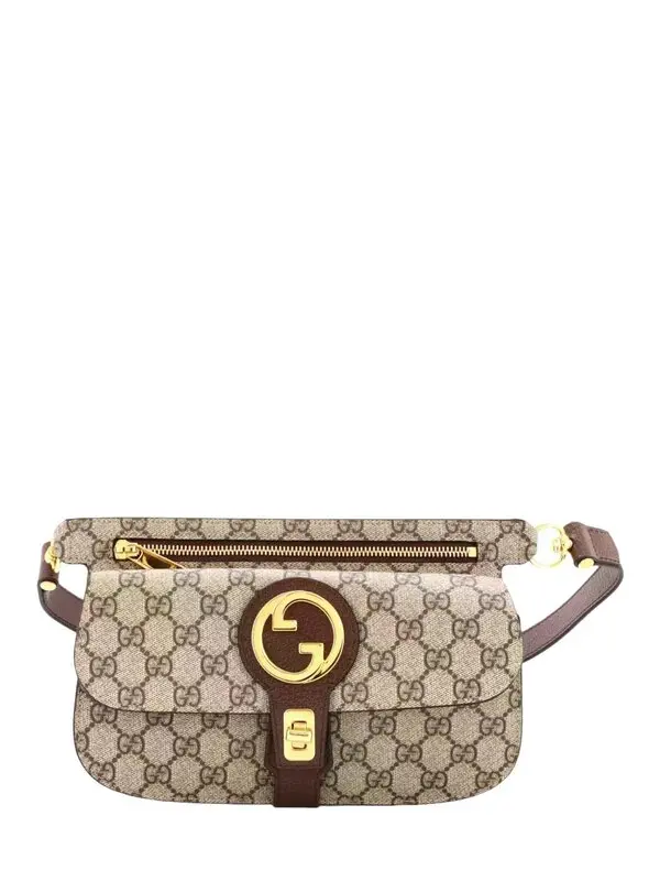 Gucci Blondie Flap Pocket Gg Coated Canvas Belt Bag - Brown