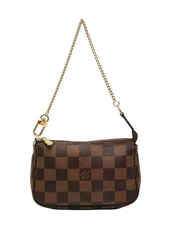 LOUIS VUITTON 2014 Damier Ebene Mini Pochette Accessoires - Brown