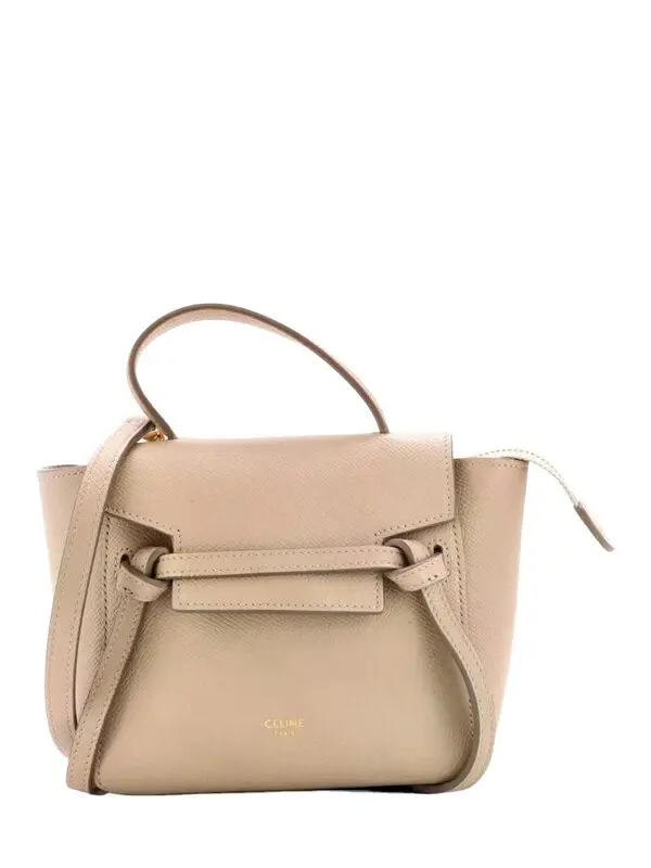 Celine Belt Bag Textured Leather Pico Shoulder Bag - Neutrals