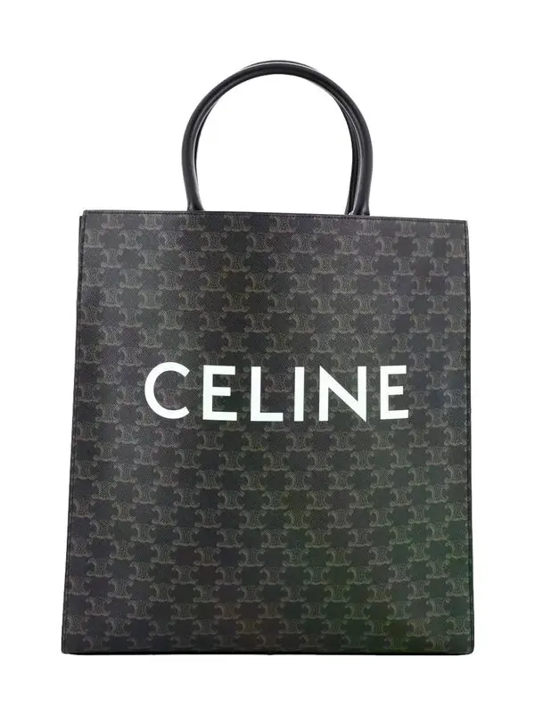 Celine Vertical Cabas Triomphe Coated Canvas Large Tote Bag - Black