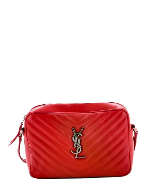 Saint Laurent Lou Camera Matelasse Chevron Leather Crossbody Bag - Red