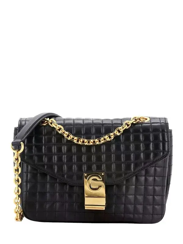 Celine C Bag Quilted Leather Medium Shoulder Bag - Black