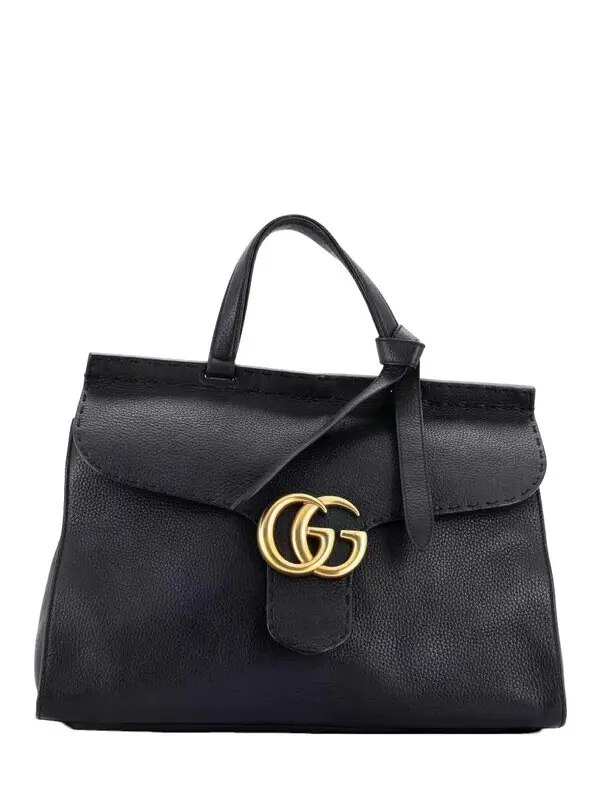 Gucci Gg Marmont Top Handle Medium Satchel - Black