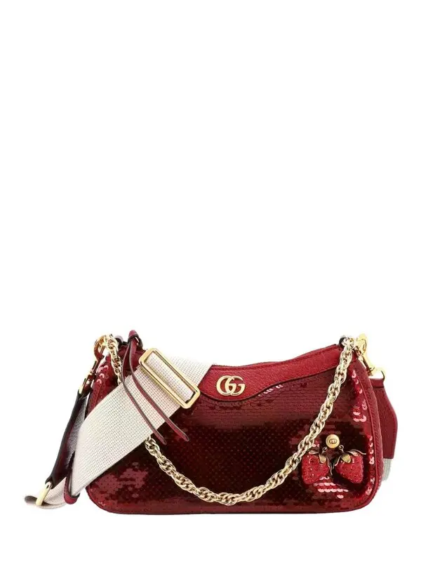 Gucci Ophidia Strawberry Sequin Shoulder Bag - Red