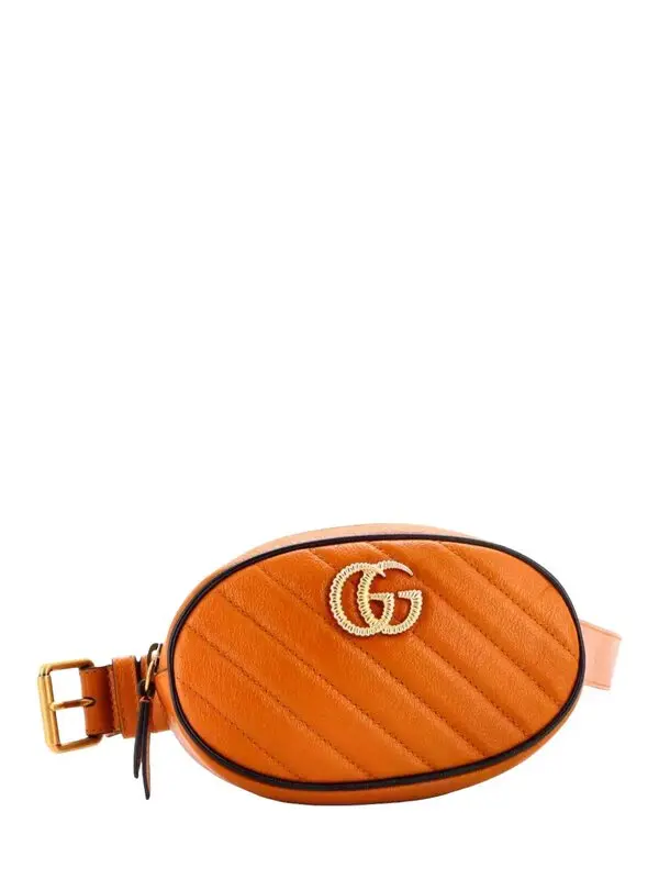 Gucci Gg Marmont Diagonal Quilted Leather Belt Bag - Brown