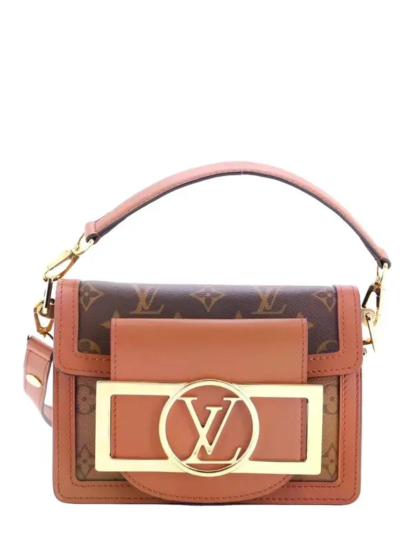 LOUIS VUITTON Dauphine Lock Xl Shoulder Bag Reverse Monogram Canvas Mini Crossbody - Brown