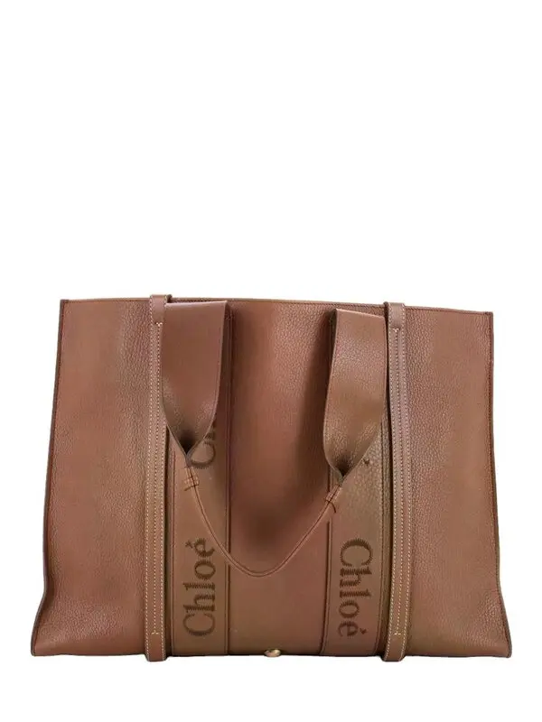 Chloé Woody Large Leather Tote Bag - Brown