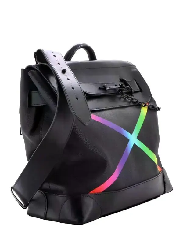 LOUIS VUITTON Steamer Bag Rainbow Taiga Leather Pm Satchel - Black