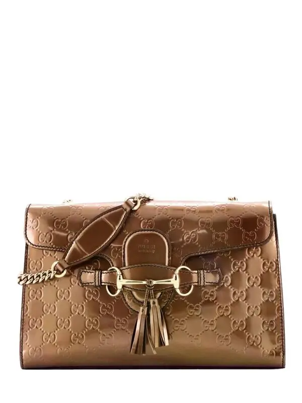 Gucci Emily Chain Flap Shoulder Bag Ssima Patent Medium - Brown