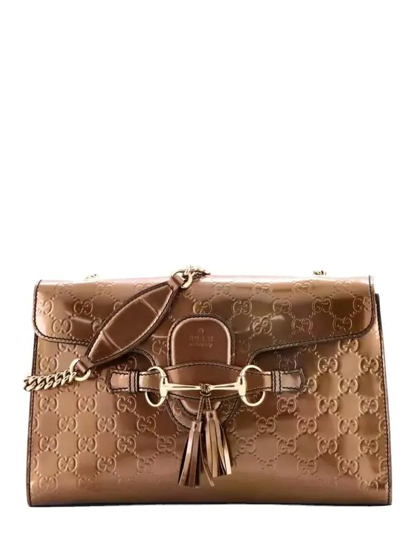 Gucci Emily Chain Flap Shoulder Bag Ssima Patent Medium - Brown
