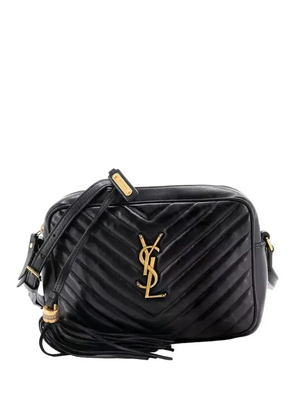 Saint Laurent Lou Camera Matelassé Chevron Leather Crossbody Bag - Black