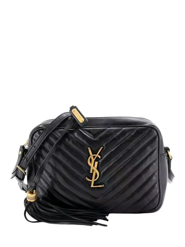 Saint Laurent Lou Camera Matelassé Chevron Leather Crossbody Bag - Black