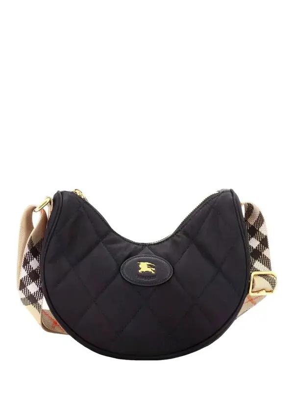 Burberry Horseshoe Quilted Nylon Crossbody Bag - Black