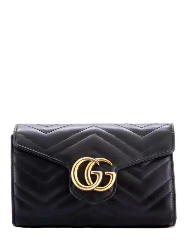 Gucci Gg Marmont Chain Wallet Matelasse Leather Mini Crossbody Bag - Black