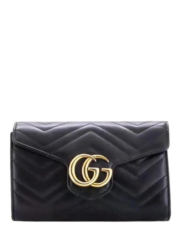 Gucci Gg Marmont Chain Wallet Matelasse Leather Mini Crossbody Bag - Black