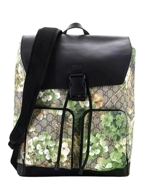 Gucci Blooms Print Gg Coated Canvas And Leather Backpack - Brown