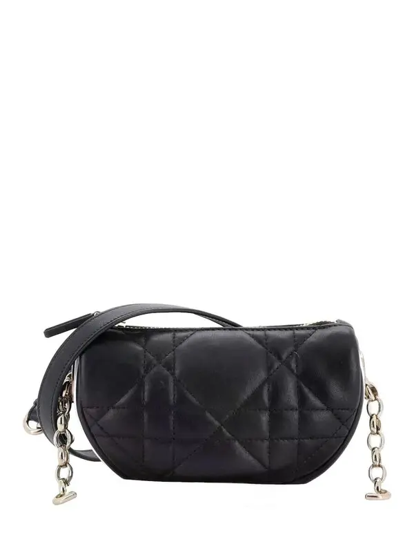 Dior Vibe Cannage Quilt Lambskin Micro Hobo Bag - Black