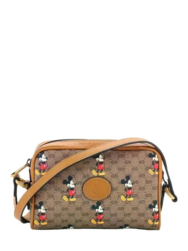 Gucci Disney Mickey Mouse Printed Mini Gg Coated Canvas Mini Crossbody Bag - Brown