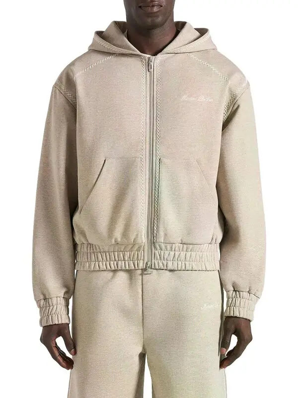 Manière De Voir Ollie Whipstitch Zip-up Hoodie - Neutrals