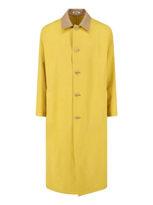 Auralee Wool Canvas Trench - Yellow