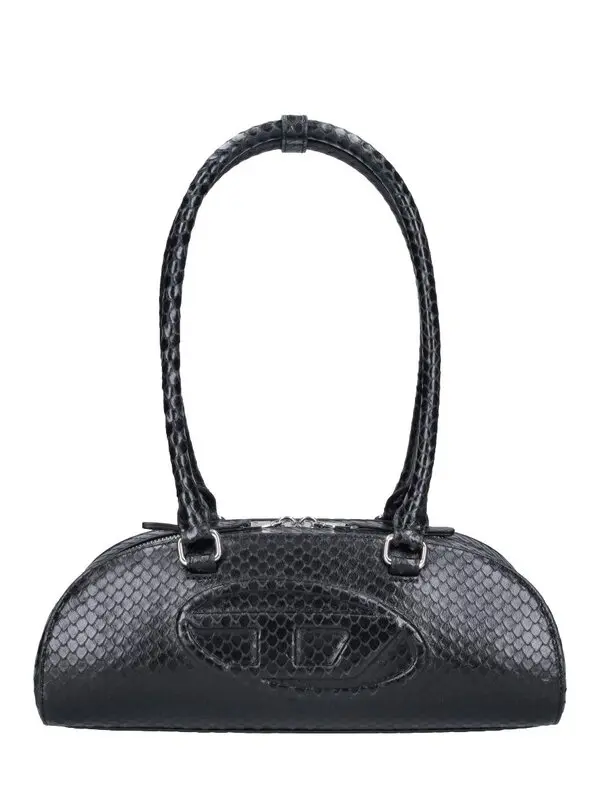 DIESEL® Leather 1dr Dome Shoulder Bag - Black