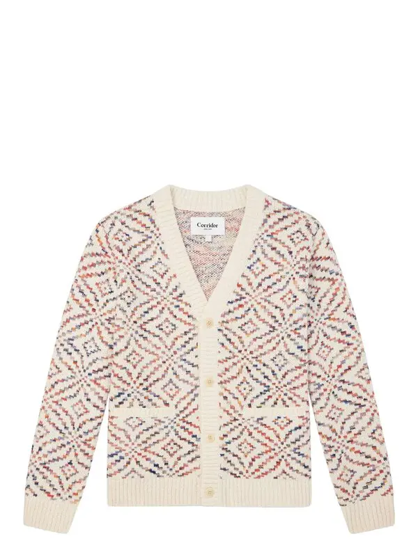CORRIDOR Mandala Jacquard-knit Pima Cotton Cardigan - Ecru