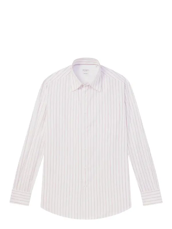 Brunello Cucinelli Striped Cotton-poplin Shirt - White