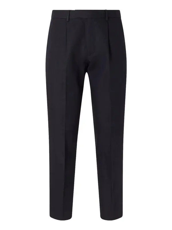 Zegna Straight-leg Pleated Cotton And Linen-blend Trousers - Blue