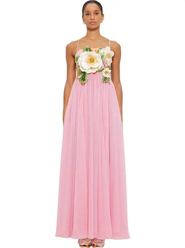 LEO LIN Agnes Appliqué Floral Maxi Dress - Camelia Print