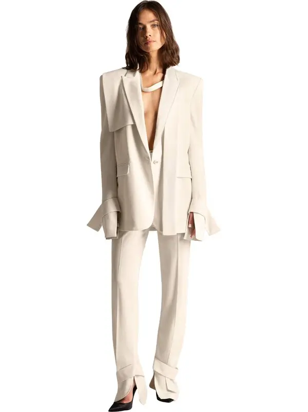 Aiste Hong Asymmetric Back Flap Blazer - Cream
