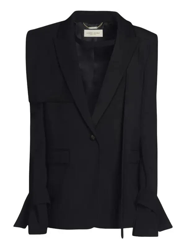Aiste Hong Asymmetric Back Flap Blazer - Black