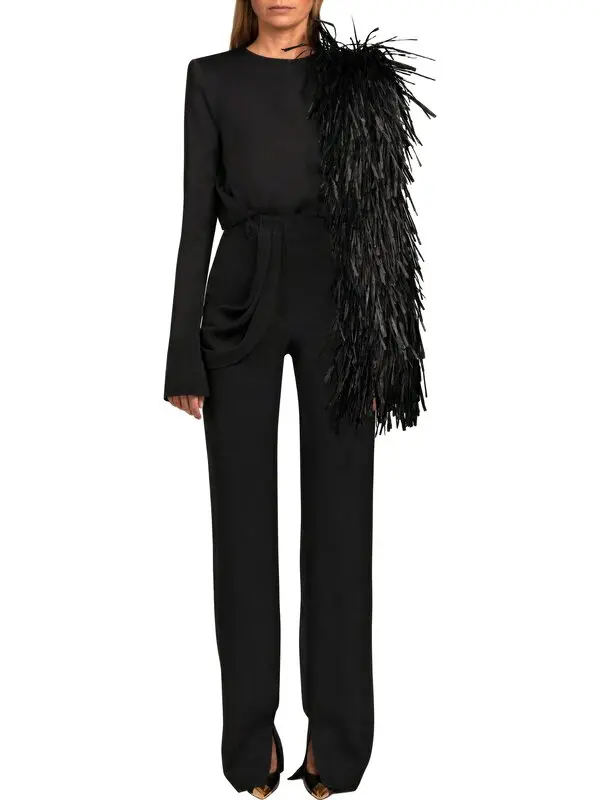 Aiste Hong Open Back Raffia Top - Black