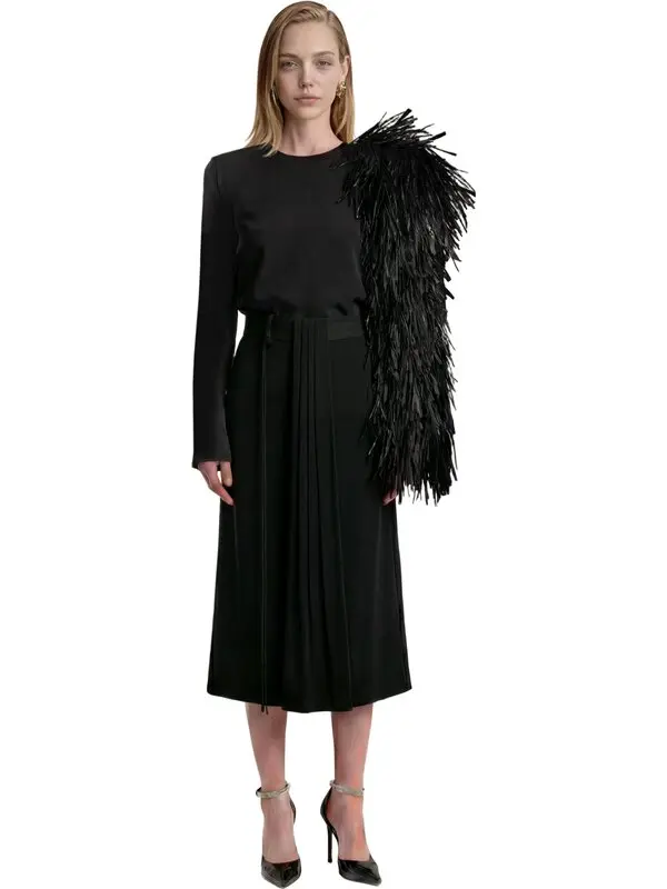 Aiste Hong Draped Midi Slip Skirt - Black