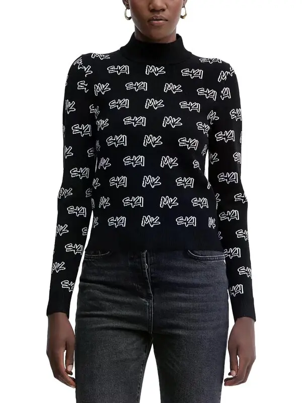 Michael Kors Printed Mock-neck Sweater - Black
