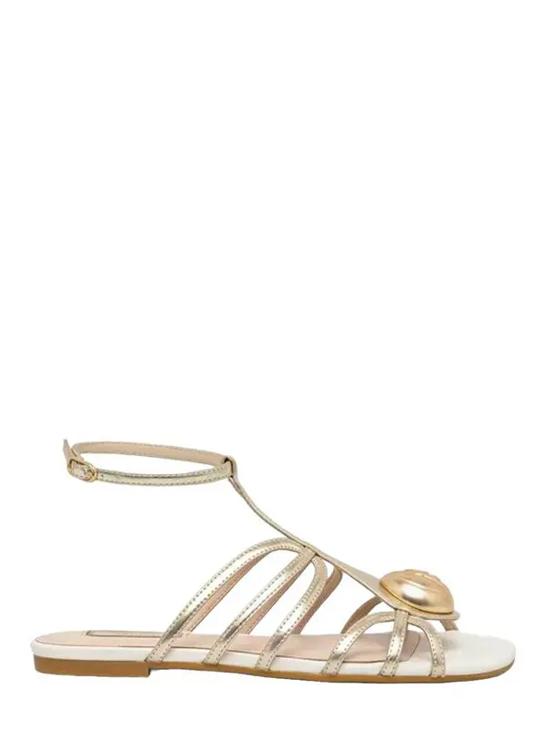 Liu Jo T-bar Logo Detail Sandals - Gold