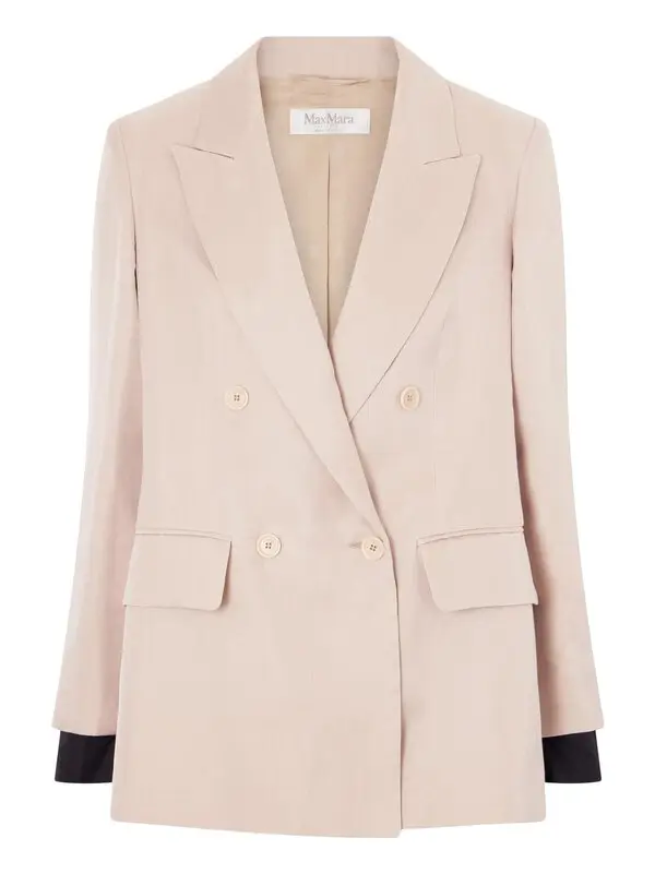 Max Mara Silk-satin Double-breasted Blazer - Neutrals