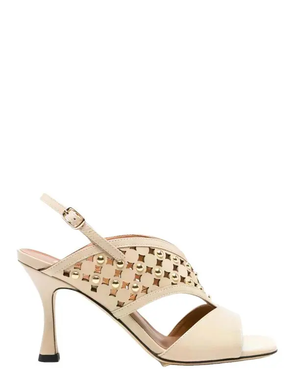 EVALUNA Studded Woven Sandals - Neutrals