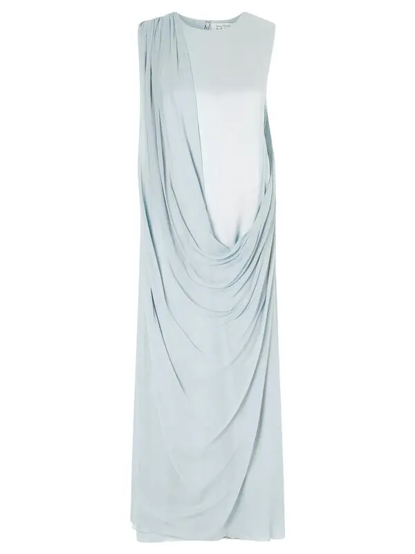 ABADIA Rand Draped Silk-satin And Chiffon Gown - Blue
